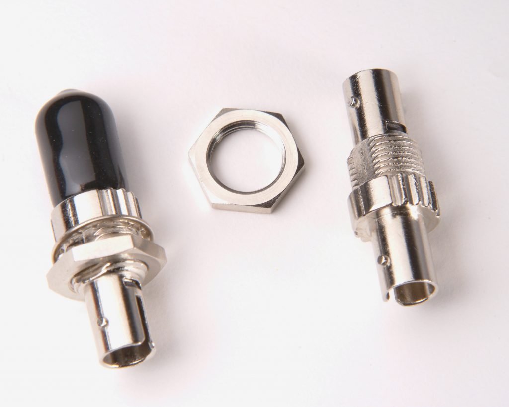 Simplex ST Bulkhead Coupler, Panel Nut Mounting | FiberFin