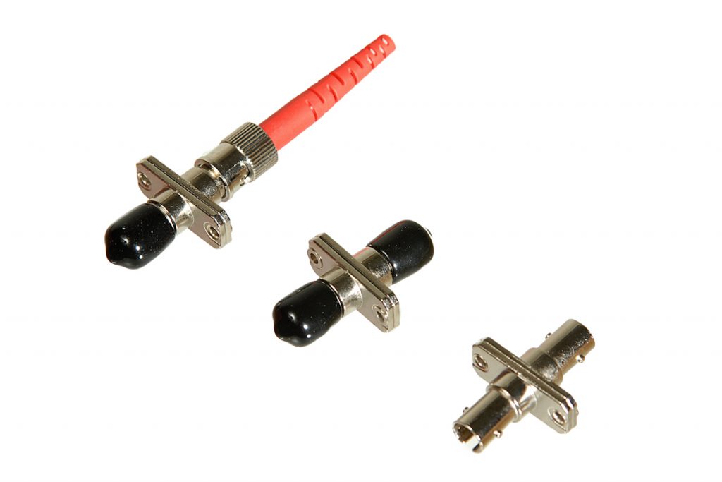 Simplex ST Bulkhead Coupler, Flanged Panel Mounting | FiberFin